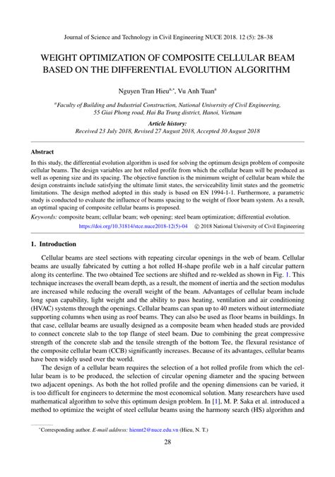 Pdf Weight Optimization Of Composite Cellular Beam Based On The