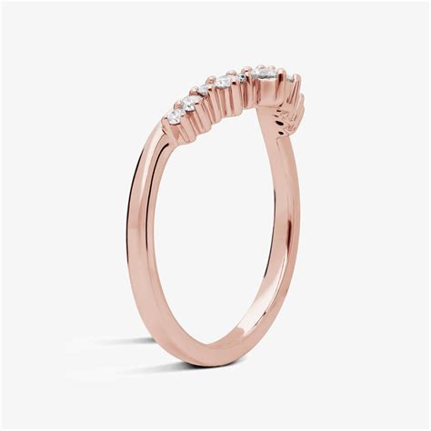 Curved Tiara Edge Stackable Ring In 14k Rose Gold