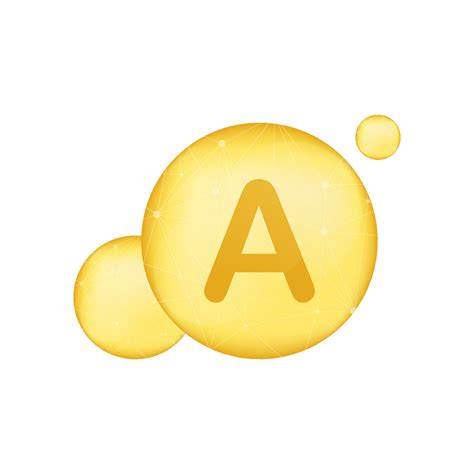 Vitamin A Gold Shining Icon Ascorbic Acid Vector Illustration