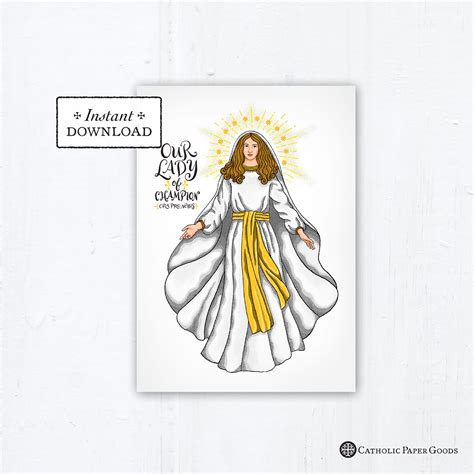 Our Lady Of Champion Prayer Card Printable Marian Art Pdf Download