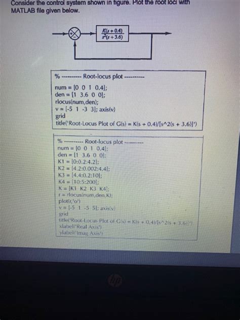 Solved Consider The Control System Shown In Figure Plot The Chegg
