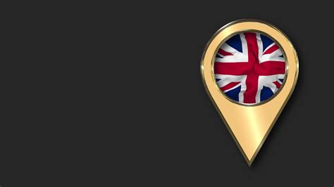 United Kingdom Gold Location Icon Flag Seamless Looped Waving Space On Left Side For Design Or