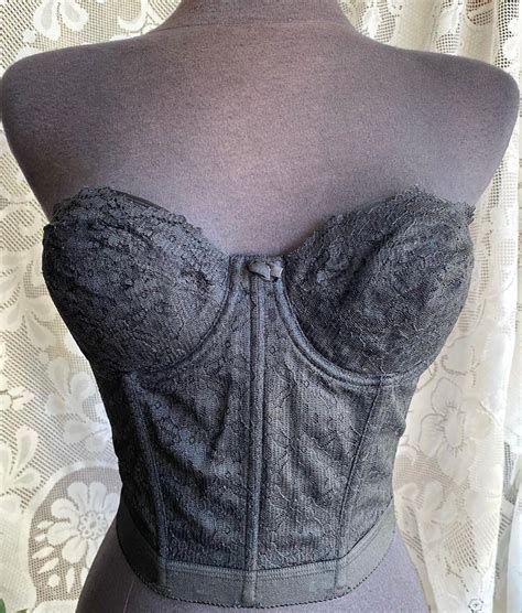 Vintage 70s Black Lace Bustier By Sears Etsy