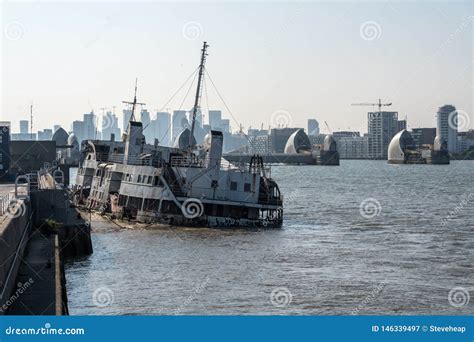 Royal Iris Ferry Boat Abandoned And Sinking Into River Thames Editorial Photography Image Of