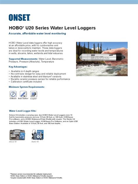 Onset Hobo U20 Water Level Data Loggers Pdf Pressure Metrology