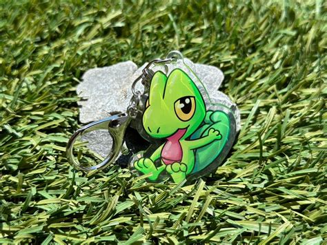 Treecko 252 Chibi Keychain 2 Epoxy Charm Cute Accessory Etsy