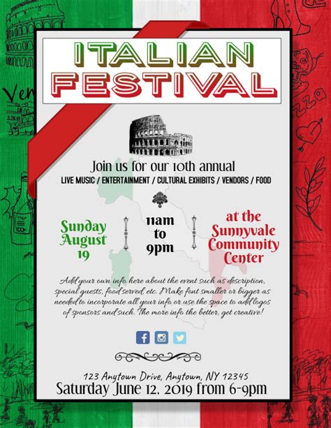 Italian Festival Event Dinner Night Flyer Template Postermywall