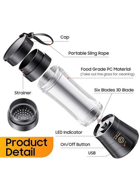 Portable Usb Rechargeable Mini Juicer Blender 380ml Abs Plastic At
