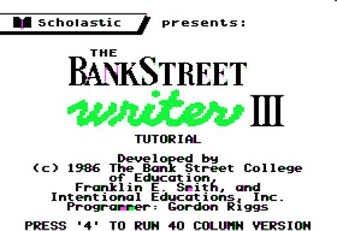 Bank Street Writer Iii Side B Tutorial Free Download Borrow And
