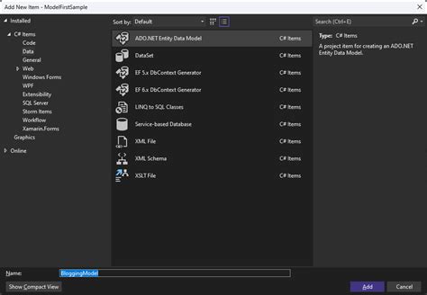 entity framework 3 1 with console model first