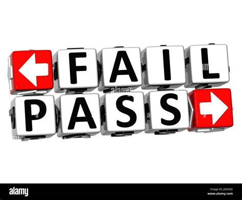 3d Fail Pass Button Click Here Block Text Over White Background Stock