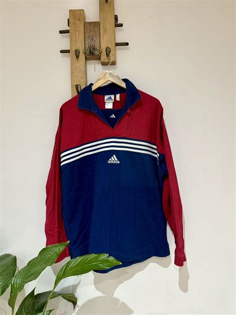Adidas Vintage Adults Mens Red Navy Colourblock Overs Gem