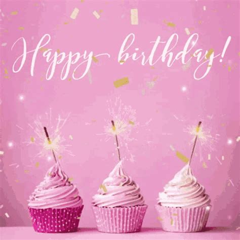 Happy Birthday Friend Pink Cupcakes Confetti  500×500 Happy