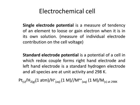 Single Electrode Potential And Standard Electrode Potential Ppt