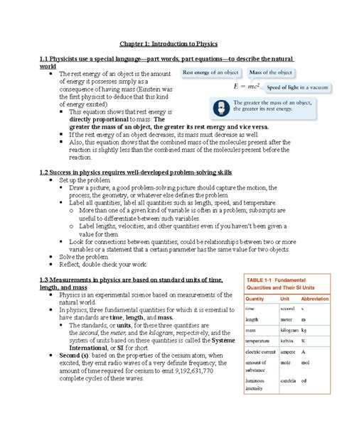 Physics 1 Chapter 1 Notes Chapter 1 Introduction To Physics 1 Physicists Use A Special