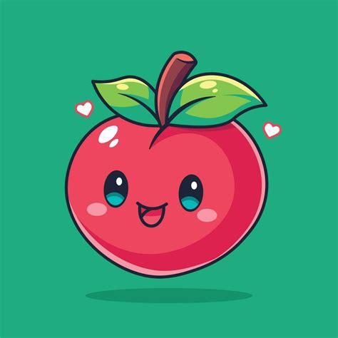 Cute Cartoon Apple Character Vector Illustration In A Flat Style