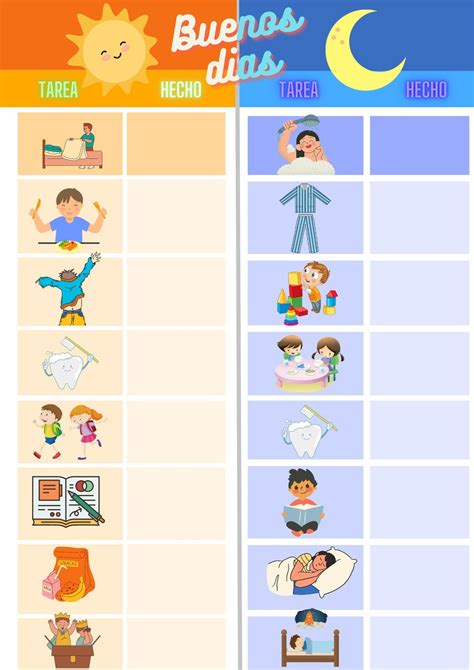 Plantilla De Tareas Diarias Rutinas Para Niños Etsy España