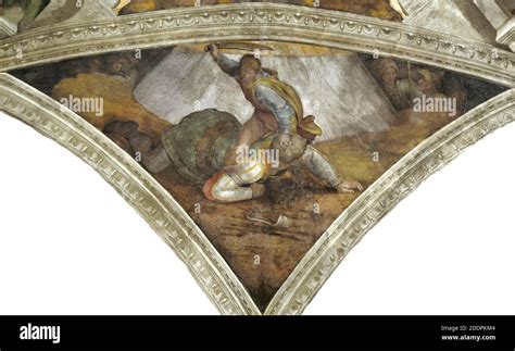 David And Goliath Sistine Chapel Ceiling In The Vatican Photo After