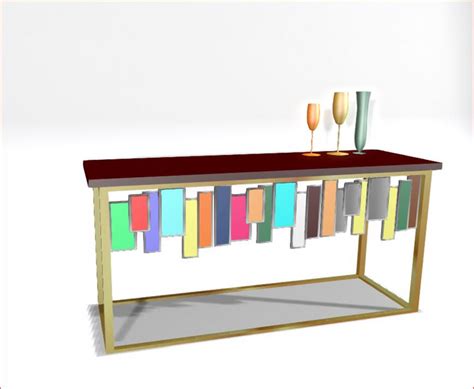 Second Life Marketplace Console With Glass Tiles And Glasses
