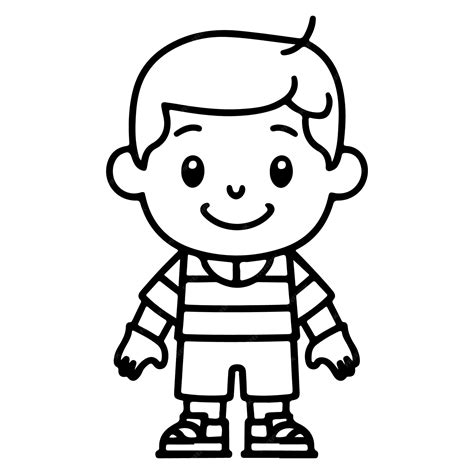 Usmívající Se Kreslený Chlapec Omalovánky Pro Děti Roztomilé Omalovánky Ilustrace Prémiový Ai