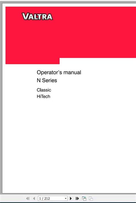 Valtra Sa Tractor N Series Classic Hitech Operators Manual