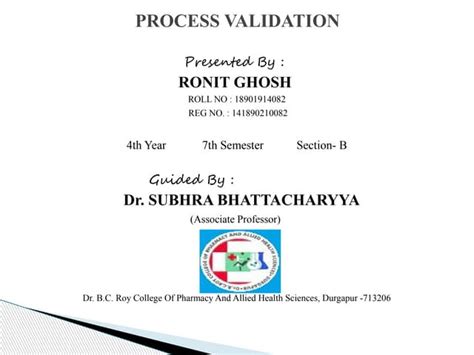 Process Validation By Ronit Ghosh Ppt