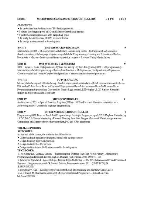 Ec8691 Microprocessors And Microcontrollers Course Overview And Concepts