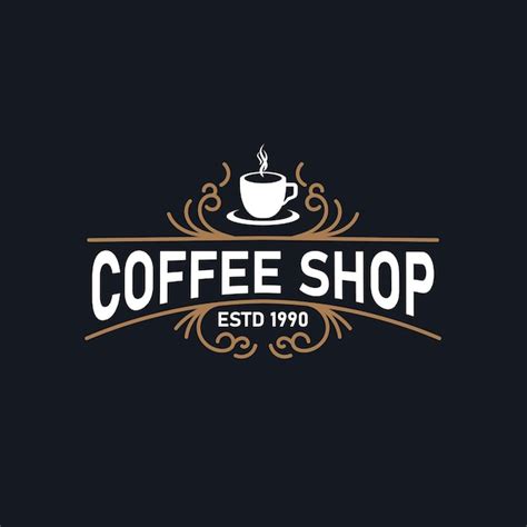 커피숍 로고 디자인 템플릿 빈티지 스타일 벡터 그림 프리미엄 벡터