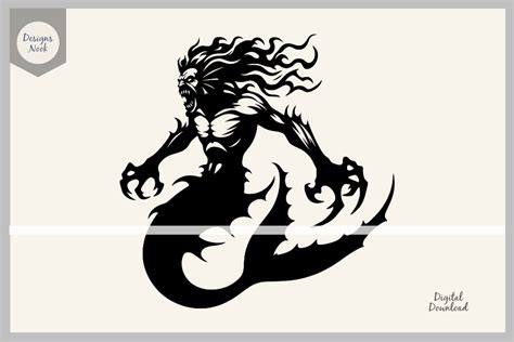 Scary Merman Svg Clipart Silhouette Png Graphic By Designs Nook · Creative Fabrica