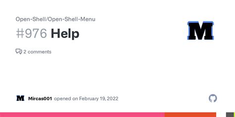 Help Issue Open Shell Open Shell Menu GitHub