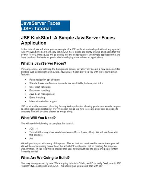 jsf kickstart pdf java server faces java server pages