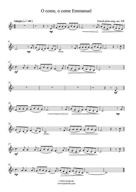 O Come O Come Emmanuel Easyintermediate Level In D Minor