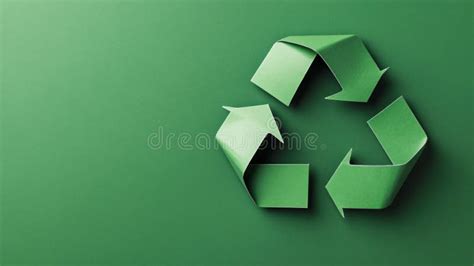 Recycle Symbol Made Of Folded Green Paper On A Vibrant Green Background