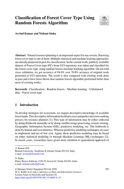 PDF Classification Of Forest Cover Type Using Random Forests Algorithm