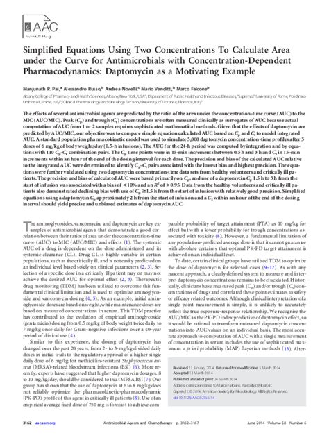 Pdf Simplified Equations Using Two Concentrations To Calculate Area