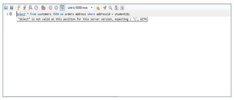 resolve select is not valid at this position for this server version