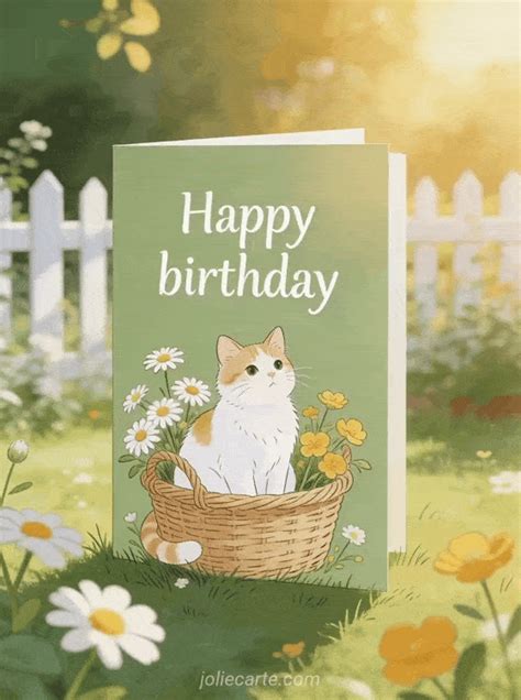 🐾 Animated Happy Birthday Cat Free Greeting Card Joliecarte