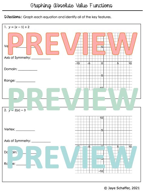 algebra 1 graphing absolute value functions guided notes made by teachers