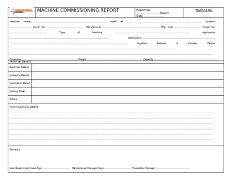 Machine Commissioning Report Pdf