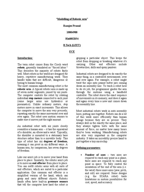robotic arm pdf rotation around a fixed axis robot