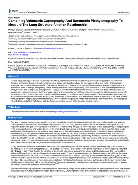 Pdf Combining Volumetric Capnography And Barometric Plethysmography To Measure The Lung