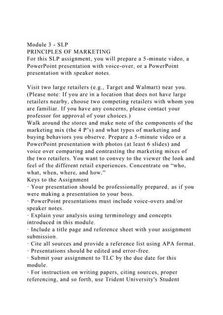 Module 3 Slpprinciples Of Marketingfor This Slp Assignment Docx
