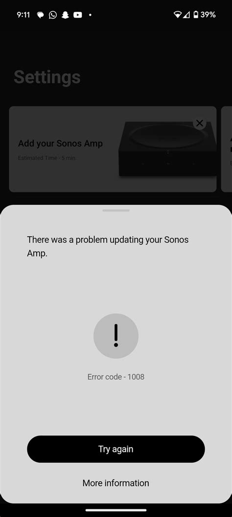 Sonos Amp Updated Error Rsonos