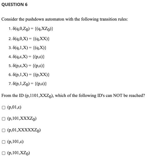question 6 consider the pushdown automaton with the