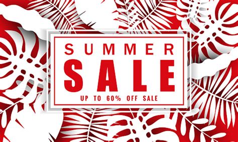 열대 잎 배경 색상 이국적인 꽃 디자인 배너 전단지 초대장 포스터 웹 사이트 또는 인사말 카드와 계절 판매를위한 여름 판매 배너