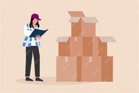 Premium Vector Woman Inventory Manager Using Notes To Check And Count