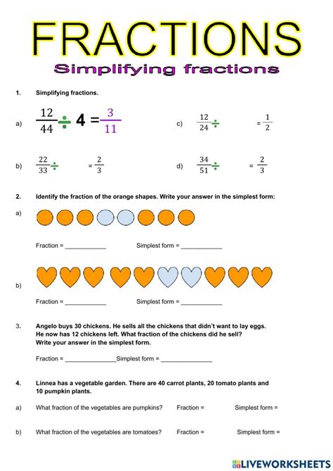 Simplifying Fractions Worksheet And Template Worksheets Library