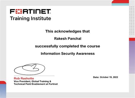 Fortinet Certificate Rakesh Panchal