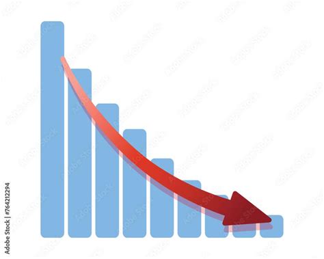 Red Arrow Going Down Stock Icon On White Background Decrease