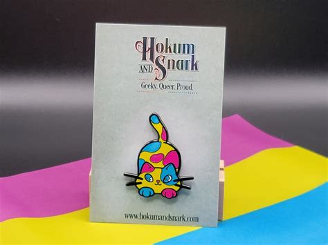 Pansexual Pin Purride Chibi Cat Hard Enamel Pin In Pan Pride Flag Colo